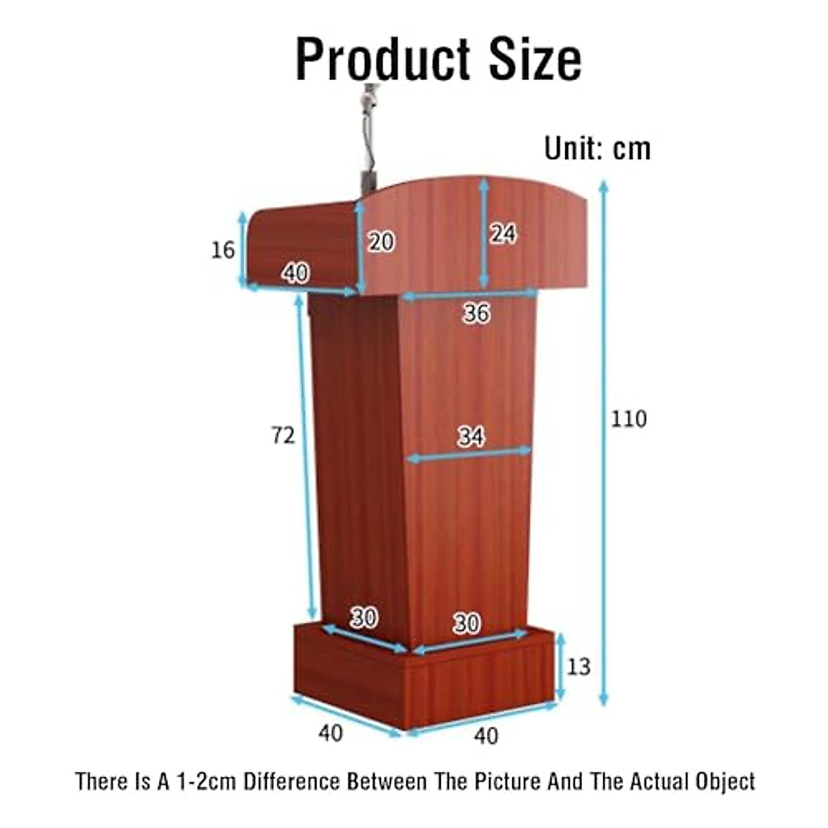 Floor Standing Podium Wooden Pulpits with Multi-Level Open Storage Stand Lecterns Presentation Stand Large Speaking Lectern