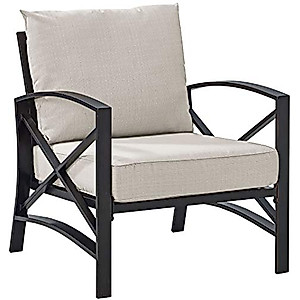 Crosley Furniture KO60007BZ-OL Kaplan Outdoor Metal Arm Chair, Oiled Bronze with Oatmeal Cushions
