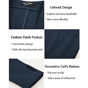 Mens Lightweight Notch Lapels Sport Coats Regular Fit Unlined Knit Blazer Jacket Navy Blue M