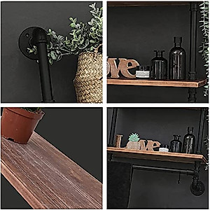 HDDFER Industrial Pipe Shelving Bathroom Shelves with Towel Bar Rustic Floating Pipe Wall Shelves with Wood Planks, 20 Inch Farmhouse Bathroom Shelves Over Toilet Wall Mounted