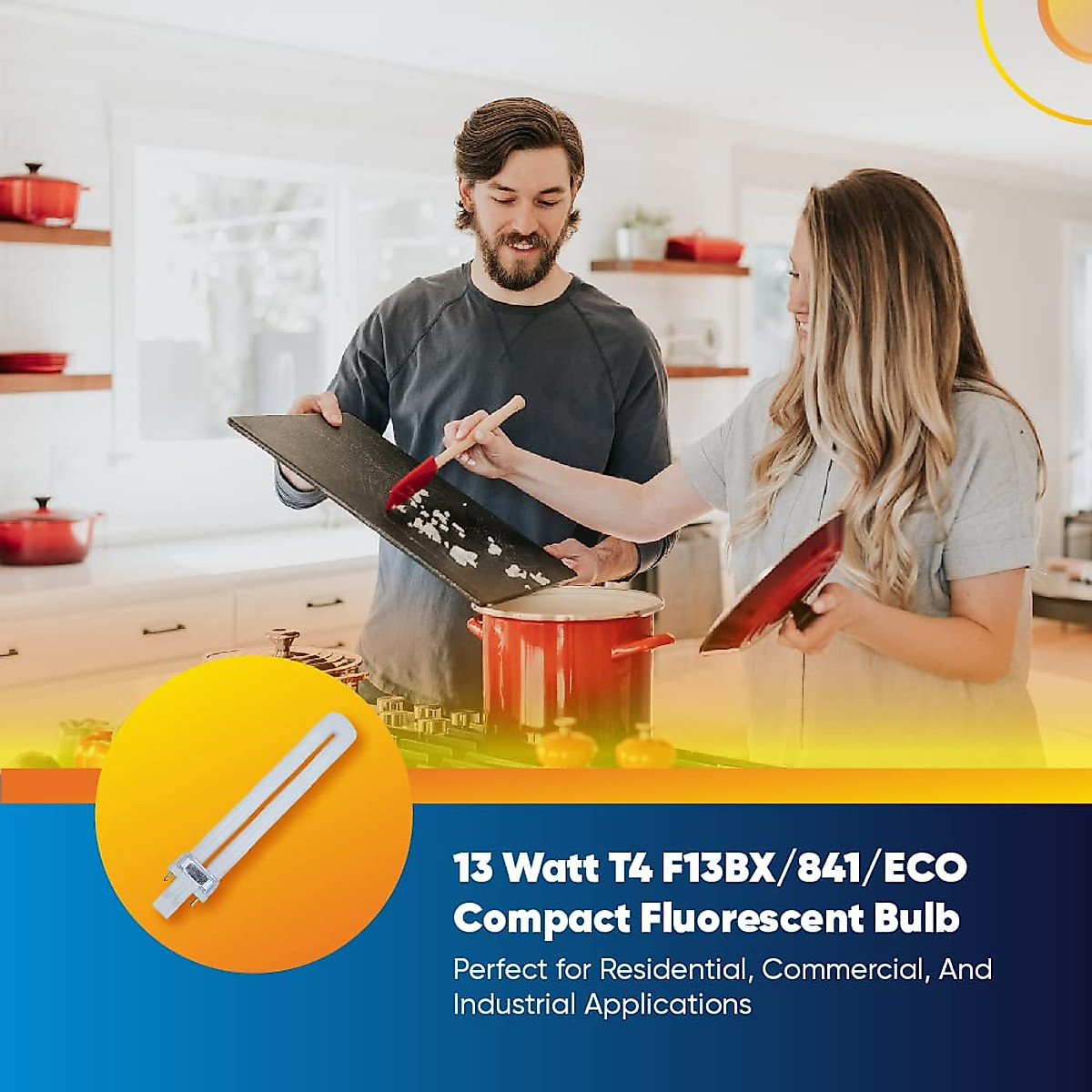 Replacement for General Electric G.E F13BX/841/ECO Light Bulb by Technical Precision - 13W Compact Fluorescent Bulb with 2-Pin GX23 Base - T4 4100k CFL - 2 Pack