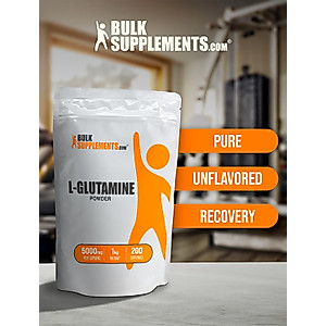 BulkSupplements.com L-Glutamine Powder - Glutamine Supplement, L-Glutamine 5000mg, L Glutamine Powder - Unflavored & Gluten Free, 5000mg per Serving, 1kg (2.2 lbs) (Pack of 1)