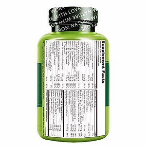 NATURELO One Daily Multivitamin for Women - Energy Support - Whole Food Supplement to Nourish Hair, Skin, Nails - Non-GMO - No Soy - Gluten Free - 60 Capsules - 2 Month Supply