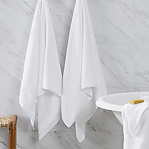 NY Loft 100% Cotton Hand Towel 6 Pack | Super Soft & Absorbent Quick-Dry Hand Towels 16" x 28" |Textured and Durable Cotton | Trinity Collection (6 Pack Hand Towel, Bright White)