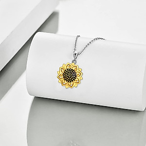 POPLYKE Sunflower Necklace for Women 925 Sterling Silver Sunflower Jewelry You are My Sunshine Gifts Daughter Sister