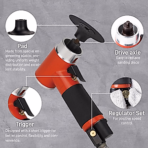 3inch Air Sander Angle Grinder with Roll Lock Wheel Set, Pneumatic Polishing Tool with 41pcs 3-inch sanding discs