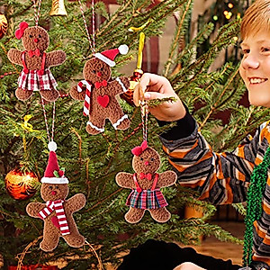 6PCS Felt Gingerbread Ornaments for Christmas Tree Decorations, 4.7Inch Retro Plush Doll Christmas Charms Soft Toys for Holiday Home Decor