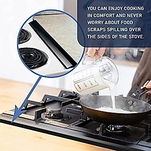 Meegoo Silicone Stove Gap Covers, 2 Pack Heat Resistant Flexible Oven Gap Filler Seals Gaps Between Stovetop and Counter, Prevents Counterspace Mess (21 Inches, Black)