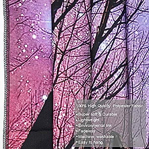 Night Forest Tapestry Wall Hanging Nature Landscape Tapestry Through Starry Night SkyTree Tapestries for Bedroom Living Room Dorm Decor - H51.2×W59.1 inches