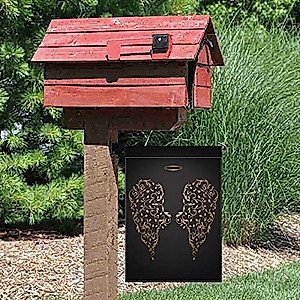 Uanvaha Golden Wings Garden Flags 12.5X18 Double Sided Halo Heart on The Black Background Abstract Angel Small House Flag Outdoor Home Patio Lawn Farmhouse Decor