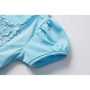 LAUPHIE Princess Costume Cinderella Dresses for Girls Blue Dress Up Clothes Accessories for Toddler Girls Fancy Dress Birthday Party (110 3-4 Years)