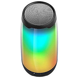 Bluetooth Speaker with Lights BUGANI Color Changing Portable Wireless Speaker 6 Color LED Lighting Themes, IPX5 Waterproof Bluetooth Speaker 20W Stereo Sound, 24 Hours Battery, TWS Pairing Mic TF Card