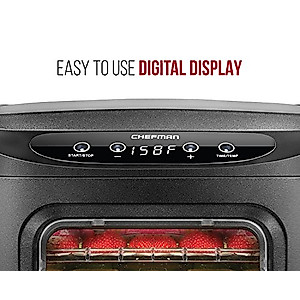 Chefman Food Dehydrator Machine, Touch Screen Electric Multi-Tier Preserver, Meat or Beef Jerky Maker, Fruit Leather, Vegetable Dryer w/ 6 Slide Out Drying Rack Trays & Transparent Door, Black