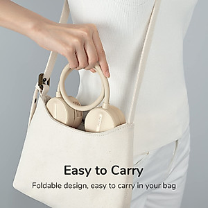 JISULIFE Portable Neck Fan, 360°Adjustable Bladeless Neck Fan, Lightweight Neck Fan, USB Rechargeable Fan for Neck and Face, 2 Air Outlet, Flexible Hose, Personal Fan Around Neck, 4 Speeds-Brown