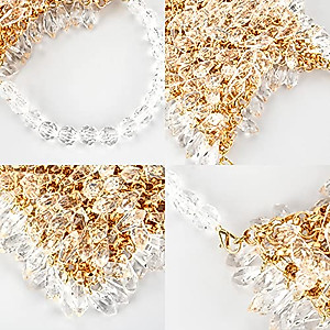 Linkidea Mini Evening Clutch Handbag for Women, Crystal Beaded Acrylic Purse, Small Cute Crossbody Shoulder Bag for Wedding Party Prom