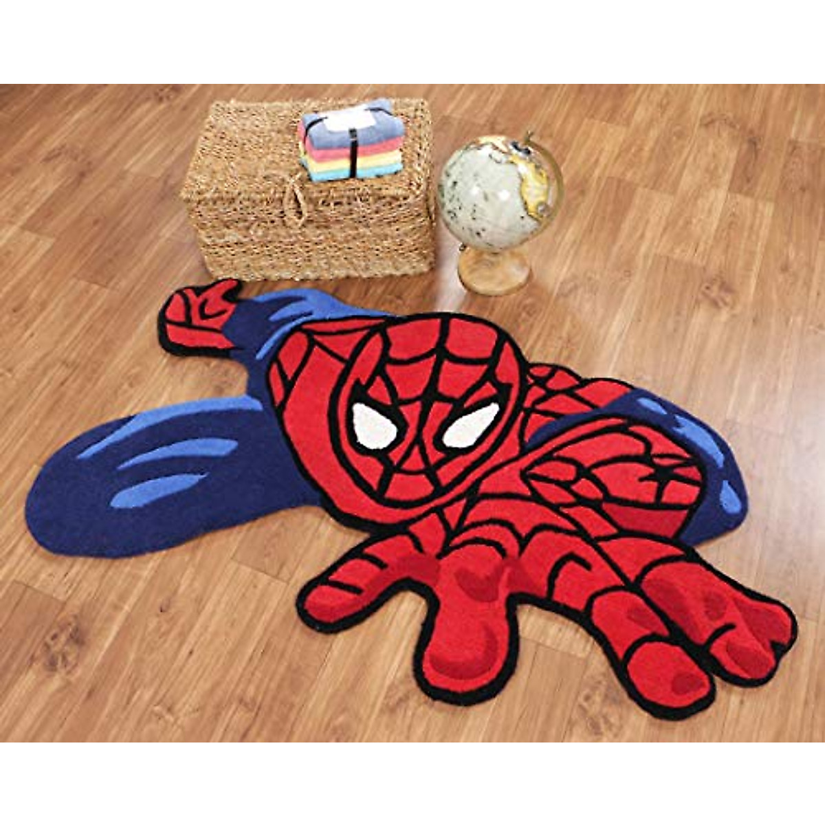 Spider Man Shape 2'3"x4' Handmade Tufted 100% Spiderman Woolen Boys & Girls Area Rugs Carpet