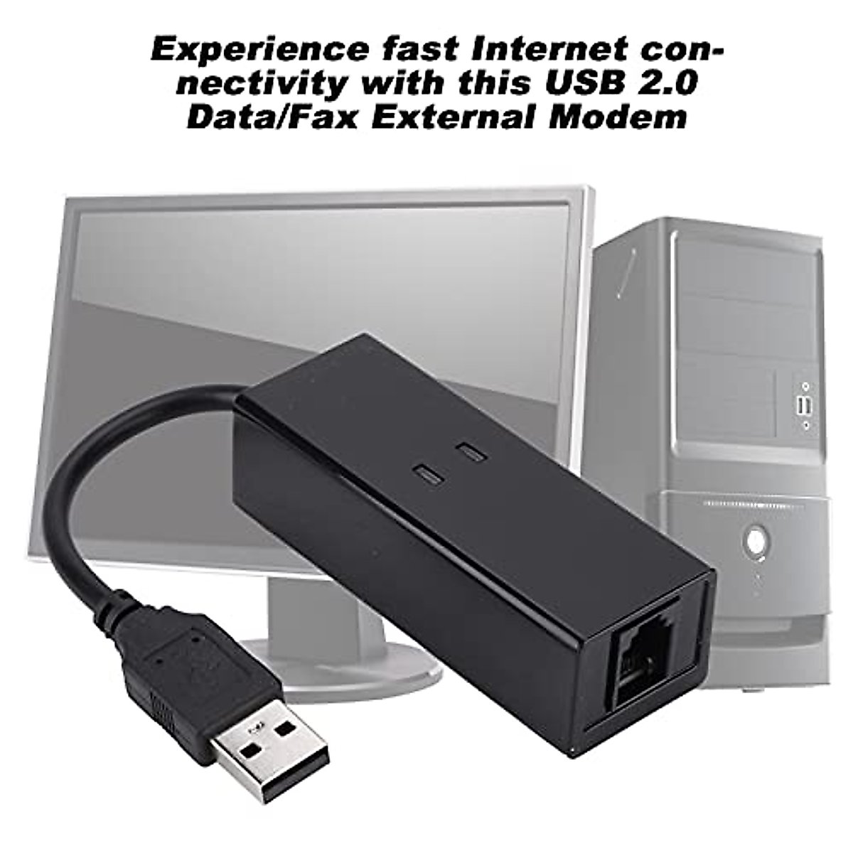 USB2.0 56K External Dial Up Fax Data Modem, V.92 Voice Fax Data Modem Dongle Adapter, for Windows 98, for Win SE, for Win 2000, for Win XP, for Win Vista, for Win 7