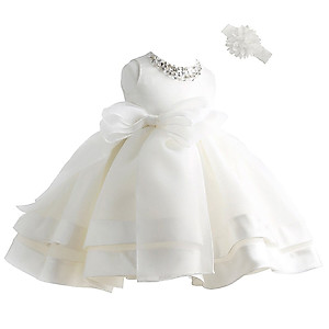 Coozy Baby Girl Dress Christening Baptism Gowns Flower, Ivory, Size 6-12 Months
