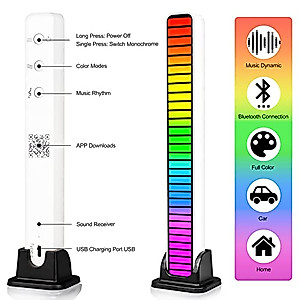 Rhythm Light, 2 Pack RGB LED Lights that Sync with Music, Color Changing Pickup Rhythm Light Bar, Tik Tok Gaming LED Ambient Lights with Bluetooth Smart App Sound Control USB Light for Bedroom TV Desk