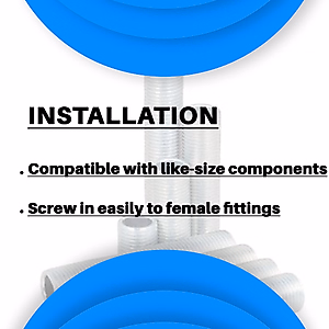 Ciata Lighting Zinc-Plated Eight Assorted Light Fixture Nipples for Lamp Construction/Renovation in Metallic Silver Finish