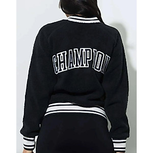 Champion Women's Sherpa Full Zip Jacket, Black, Medium