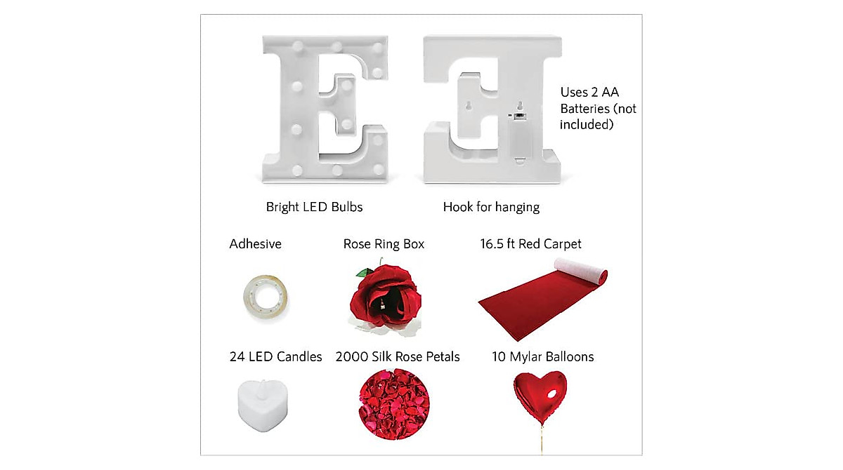 Proposal Decorations Kit with Marry Me Letters & Rose Petals