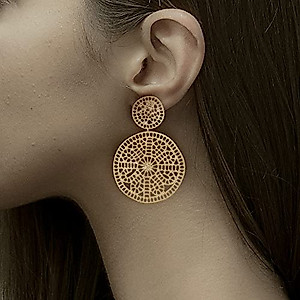 Filigree Geometric Gold Drop Earrings, Dangle, Gift for Her