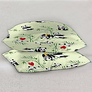 Bamboo Animal Panda Satin Pillow Cases Silk Satin Pillowcase for Hair and Skin Standard Set of 2 Super Soft Silk Pillowcase with Envelope Closure (20x26 in)