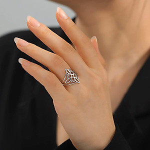 SIPURIS Witches Knot Ring Celtic Knot Ring Witchcraft Stainless Steel Geometric Witch Knot Ring Wiccan Finger Rings Wedding Band Stackable Ring Jewelry for Women Men (8, Sliver)