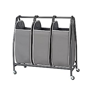Neatfreak Triple Laundry Hamper Sorter - Rolling Laundry Cart With Wheels & 3 x removable Dirty Clothes Hamper Totes With EVERFRESH Tech For Towels, Blankets & Bathroom Organization