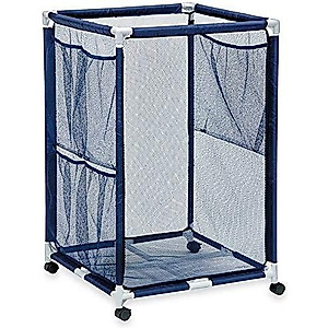 TisYourSeason Rolling Pool Toy Storage Cart Bin - Large | Perfect Contemporary Nylon Mesh Basket Organizer For Your Goggles, Beach Balls, Floats, Swim Toys & Accessories