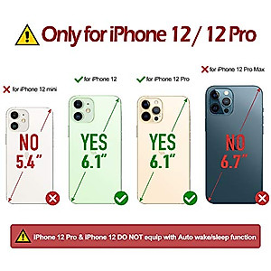 TUCCH Wallet Case for iPhone 12 Pro/iPhone 12 5G, Premium PU Leather Flip Folio Cover with Card Slot, Stand Book Design [Shockproof TPU Interior Case] Compatible with iPhone 12/12 Pro 6.1-inch, Black