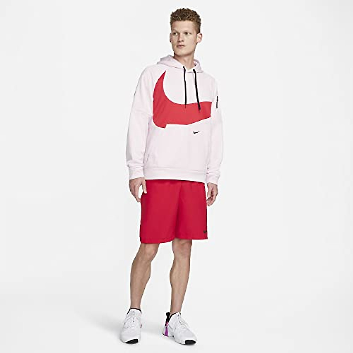 Nike Therma-FIT Men's Pullover Fitness Hoodie (as1, alpha, m, regular, regular, Pink Foam/Pink Foam/University Red/Black)