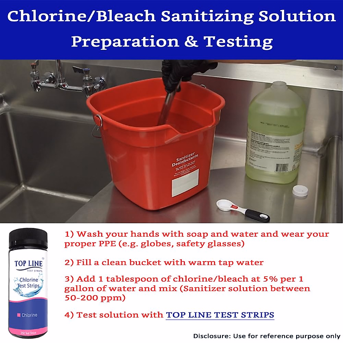 350 Strips - Chlorine Sanitizer Test Strips Food Service 0-500 ppm (Mega Pack) - Bleach Test Strips - Chlorine Test Strips for Food Service - Restaurant Test Strips - Chlorine Tester