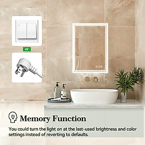 ANTEN 32" x 24" LED Mirror for Bathroom, Backlit Lighted Mirrors for Bathroom Wall, Anti Fog Led Vanity Mirror, 3000-6000K, Stepless Dimmable, IP54, Shatterproof Makeup Mirror