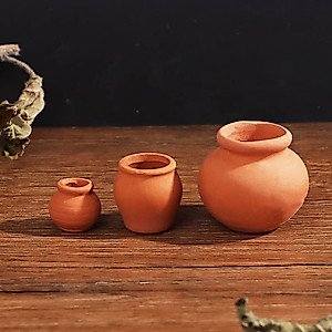 Hiawbon Miniature Tiny Clay Pots Pottery Planter Mini Flower Terra Cotta Pots for DIY Garden Plants and Office/Desktop/Windowsill Decoration ,8 Pcs