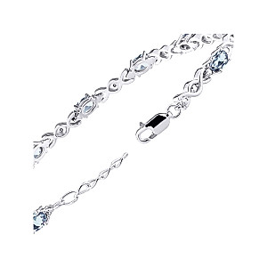 Rylos Bracelets for Women 925 Sterling Silver XOXO Hugs & Kisses Tennis Bracelet Gemstone & Diamonds Adjustable to Fit 7"-8" Wrist, 10-6X4MM Aquamarine Jewelry for Women Friendship