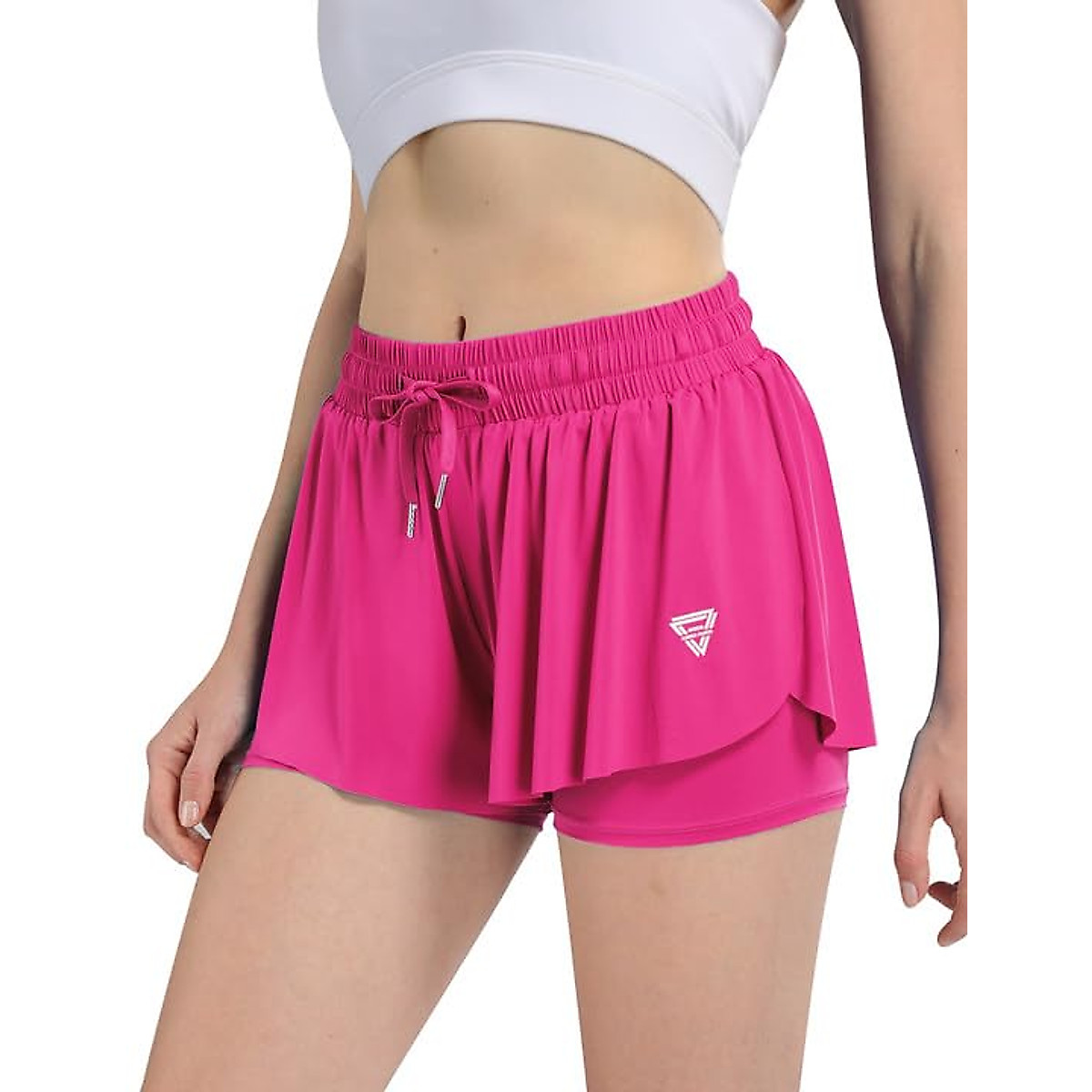 GLESTORE Flowy Shorts for Women Summer Girls Cheer Shorts Running Preppy Athletic Skirt Tennis Skorts Workout Gym Short Rose Red XS