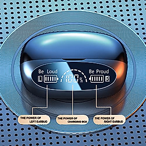 PMOPDSNNE Wireless Earbuds Bluetooth 5.3 True Wireless Headphones with LED Display Charging Case IPX7 Waterproof USB-C Button Control Powerful Bass in Ear Earphones One-Step Pairing Headset