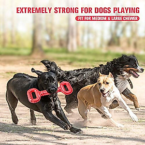 Feeko Dog Toys for Aggressive Chewers Large Breed 15 inch Interactive Dog Toy Large Long Lasting Dog Toys with Convex Design Natural Rubber Tug-of-war Toy for Medium Large Dogs Tooth Clean(Red)