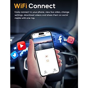 Dash Cam Front and Rear 4K+1080P WiFi Dash Camera for Cars with App, 24 Hours Parking Mode, G-Sensor, Loop Recording, Support 256GB Max
