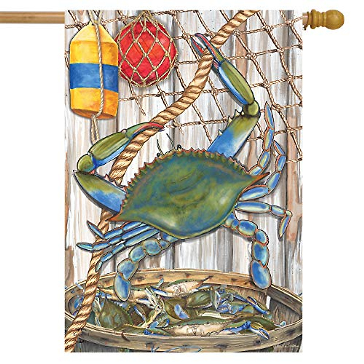 Blue Crab Bushel Summer House Flag Nautical 28" x 40" Briarwood Lane