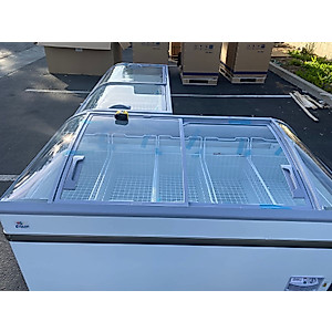 Chest Freezer for Supermarket Glass sliding Door 65" White Showcase Freezer Curve Display Top w/Storage Baskets - 22 Cu.Ft SDSC600