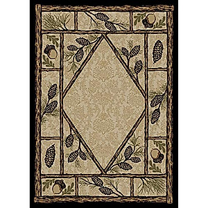 Rustic Lodge Wooded Pine Cone 8x10 Area Rug, 7'10x9'10