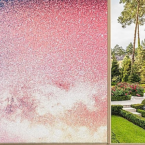 IOACIY Privacy Window Film Frosted Glass Sticker for Home Office Static Anti-UV Window Paper Decorative Window Covering for Bathroom (Universe Outer Space Starry Sky Red Blue-62, 17.7" x 23.6")