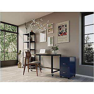 Space Solutions 2 Drawer Metal Mobile File Cabinet with Lock, Letter Size, Navy, Fully Assembled