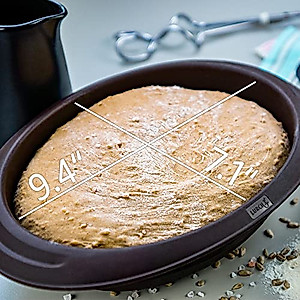 LURCH Germany Flexiform Oval Bread Pan For Baking All Kinds Of Bread | Mold Is Made Of 100% BPA-Free Premium Platinum Silicone | 9.4" x 7.1" - Brown