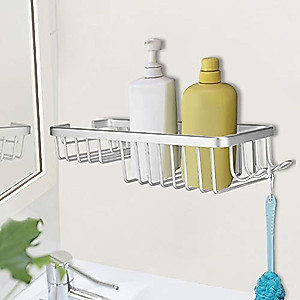 HIUF Shower Tidy Organiser Baskets, Space Saving Easy to Clean Bathroom Storage Shelf Wall Mounted Wall Mounted Storage Shelf Rack for Ornaments for Bathroom