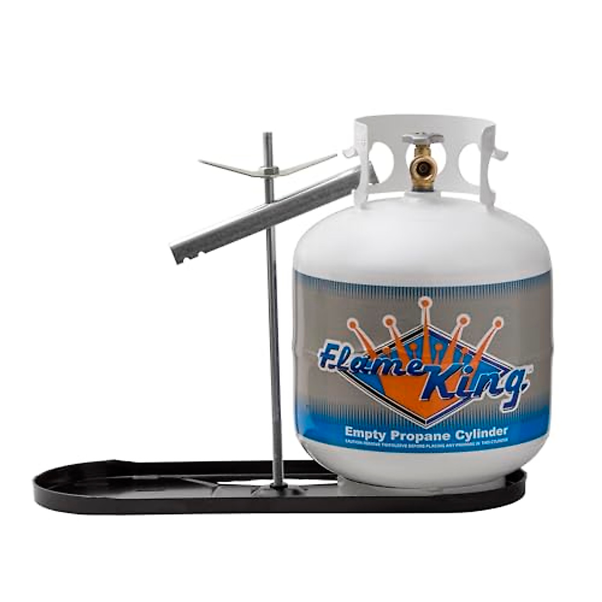 Flame King Auto Changeover LP Propane Gas Regulator + Dual RV Propane Tank Cylinder Rack for RVs and Trailers