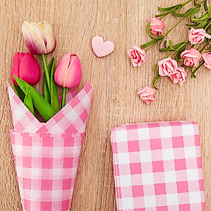 Whaline 100 Sheets Spring Pastel Tissue Paper Folded Flat Buffalo Plaid Wrapping Paper Purple Yellow Pink Green Blue Gift Tissue Paper for Home DIY Gift Bags Summer Easter Birthday Decor, 14 x 20inch